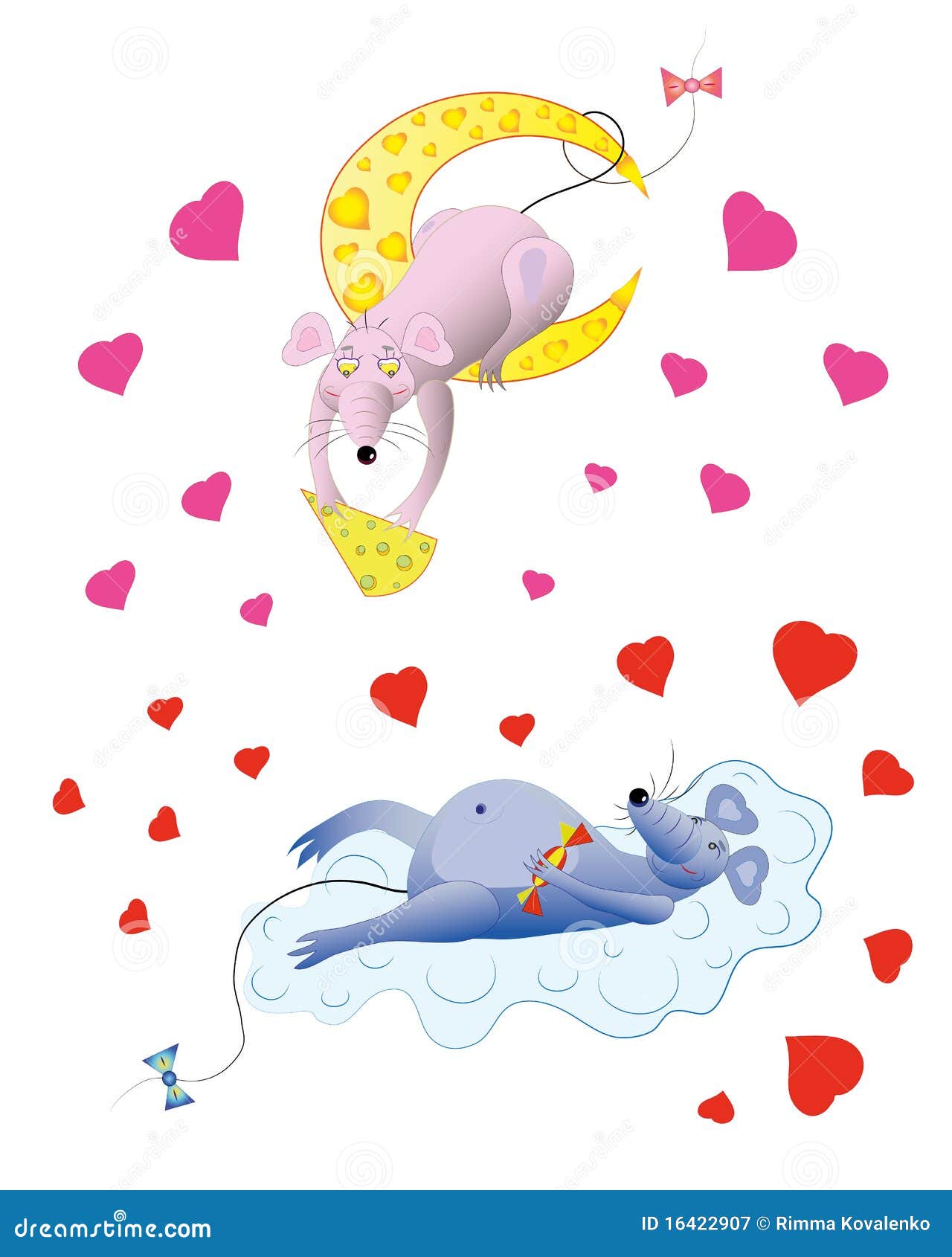 Two mice stock vector. Illustration of cloud, pink, tail - 16422907