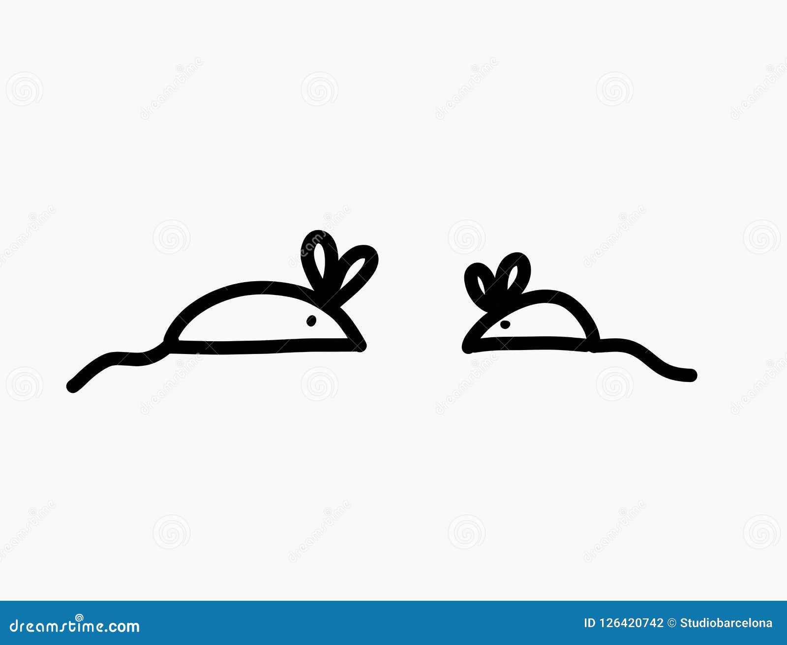 Two mice, doodle icon stock vector. Illustration of cute - 126420742