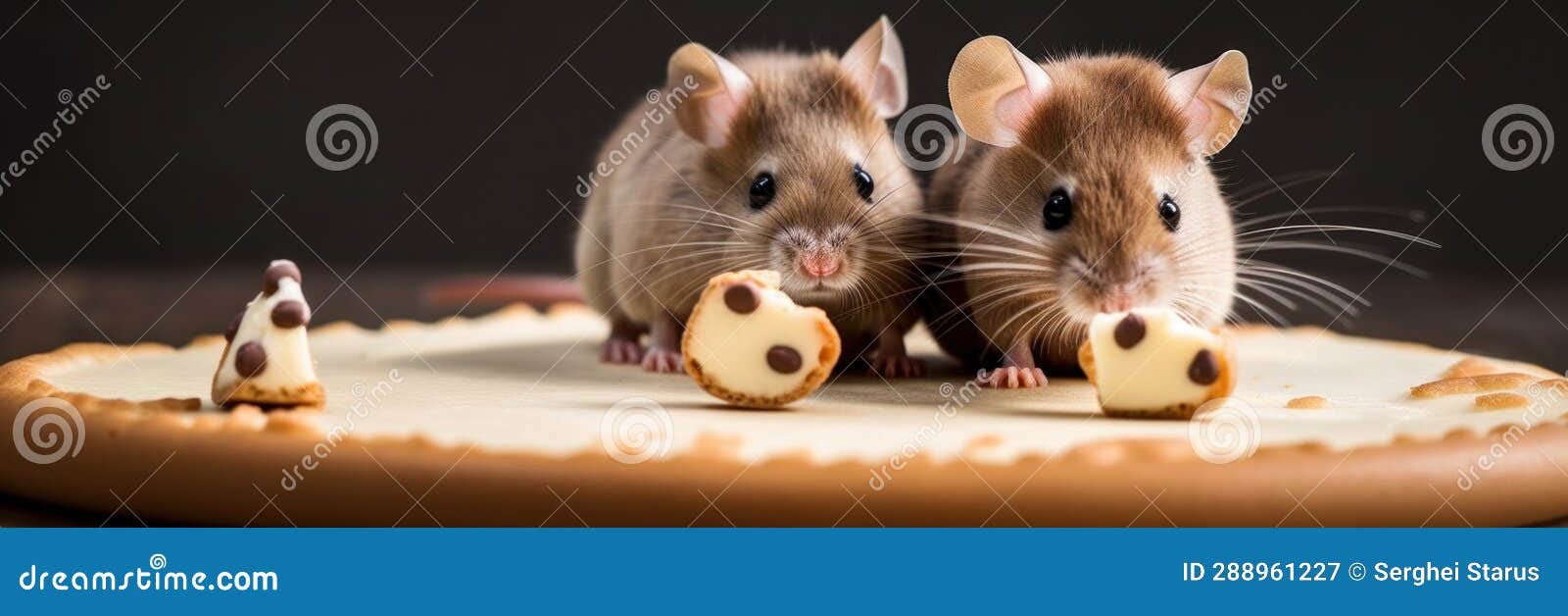 Two Mice Eating a Piece of Pie or Cheesecake, AI Stock Illustration ...