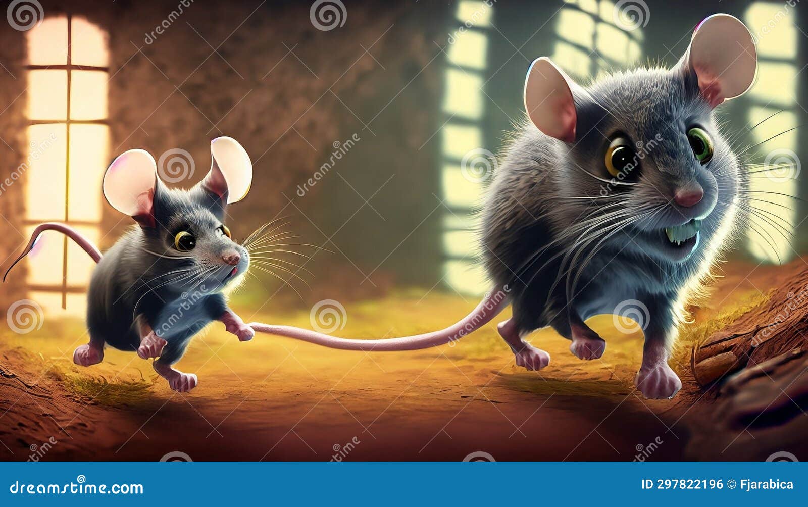 Two Mice on a Path through the Forest Stock Illustration - Illustration ...