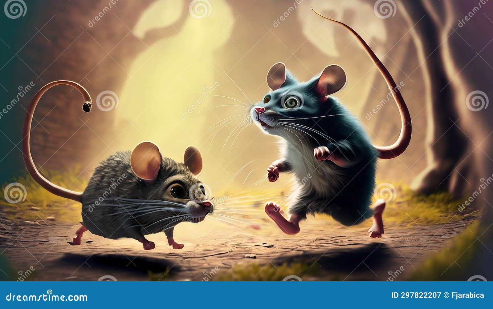 Two Mice on a Path through the Forest Stock Illustration - Illustration ...