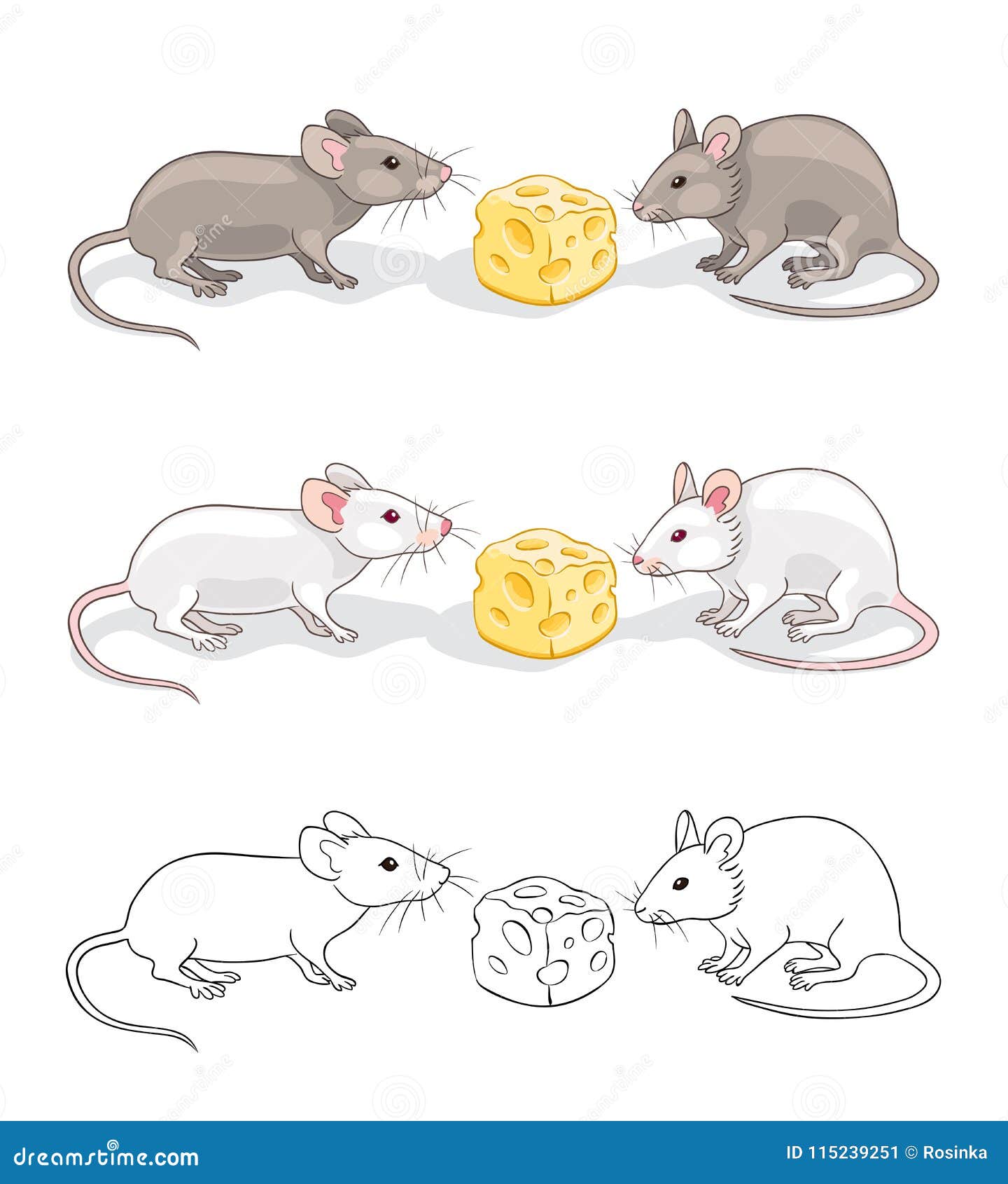 Two Mice with a Piece of Cheese Stock Vector - Illustration of graphic ...