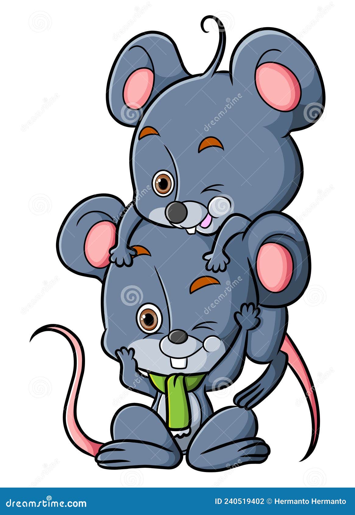 The Two Mice are Playing Together and Wearing a Scarf Stock Vector ...