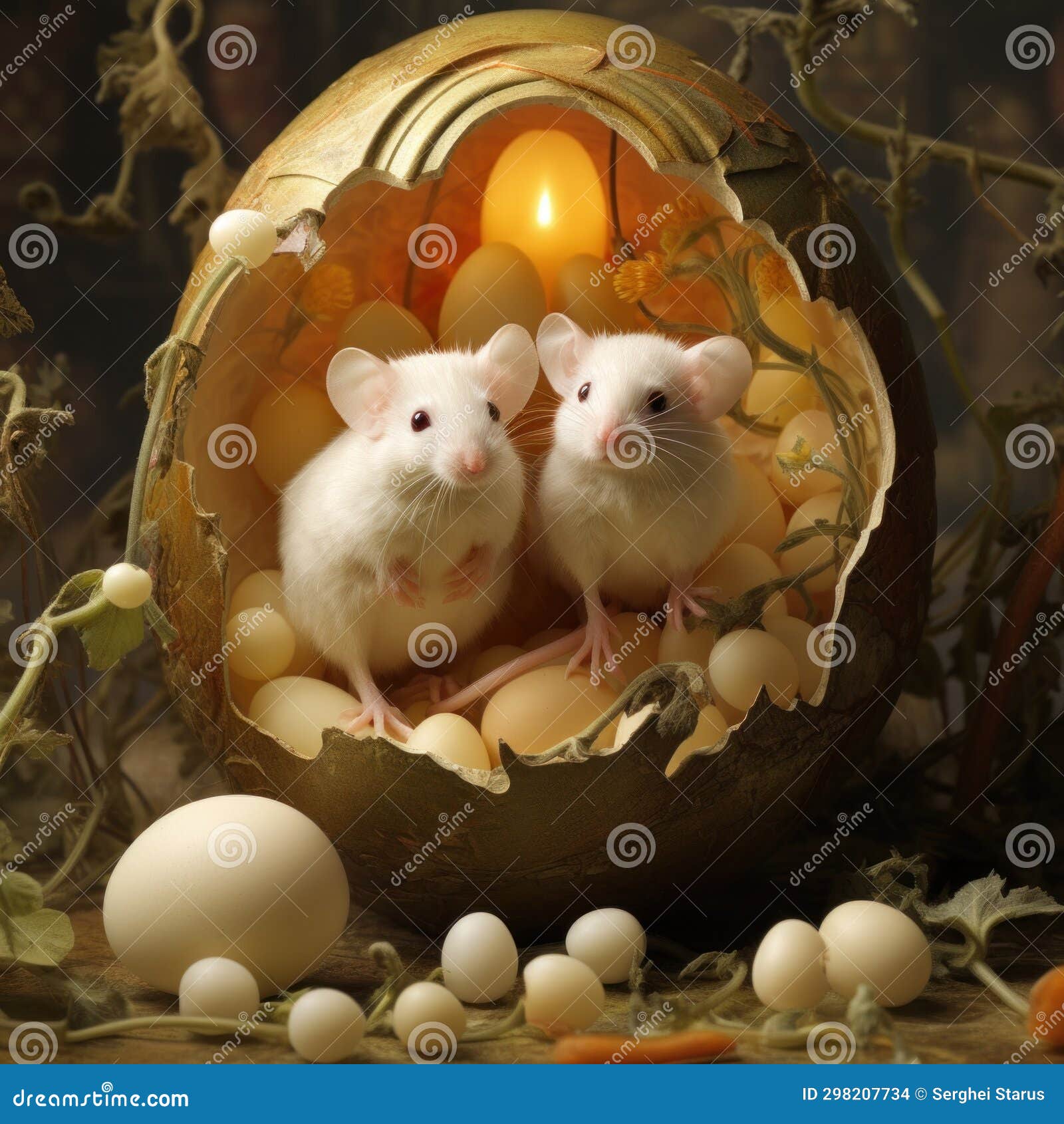 Two Mice are Sitting Inside an Egg, AI Stock Photo - Image of mammal ...