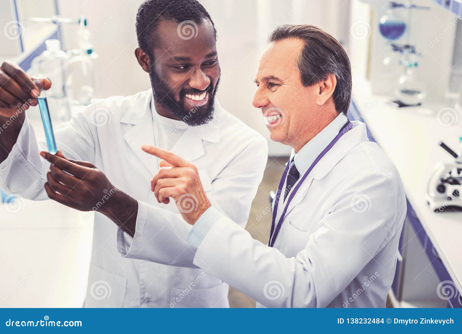 Two Microbiologists Feeling Satisfied after Their Discovery Stock Photo ...