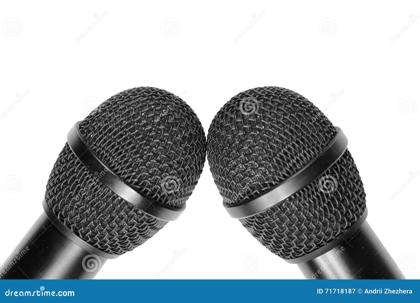 Two Microphone Heads on White Background Stock Image - Image of white ...