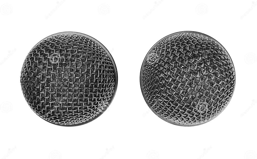 Two Microphone Heads on White Background Stock Image - Image of closeup ...
