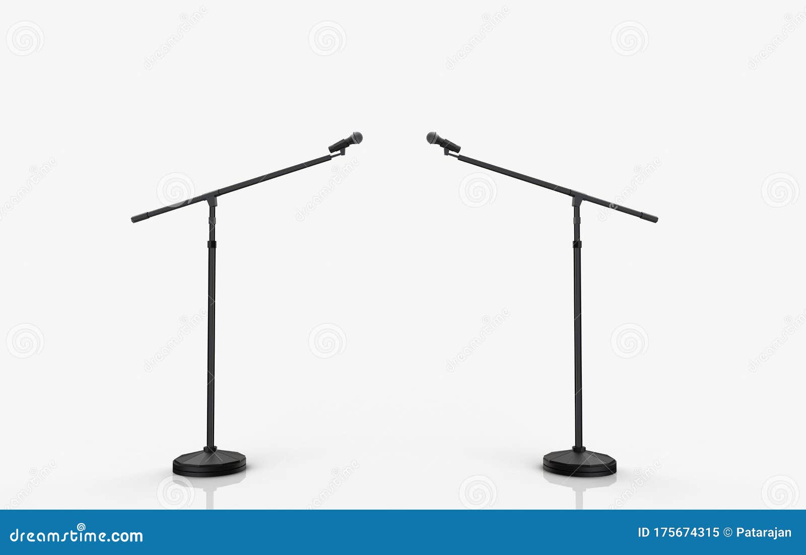 3d Rendering. Two Microphone Podium on White Background Stock ...