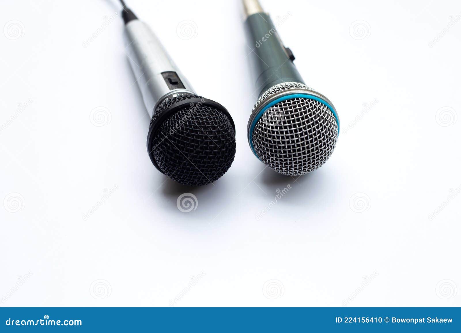 Two Microphones on White Background Stock Photo - Image of announcement ...