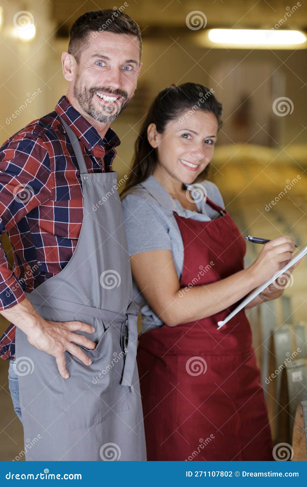 Two Middle Age Workers Smiling Happy Stock Photo - Image of talking ...