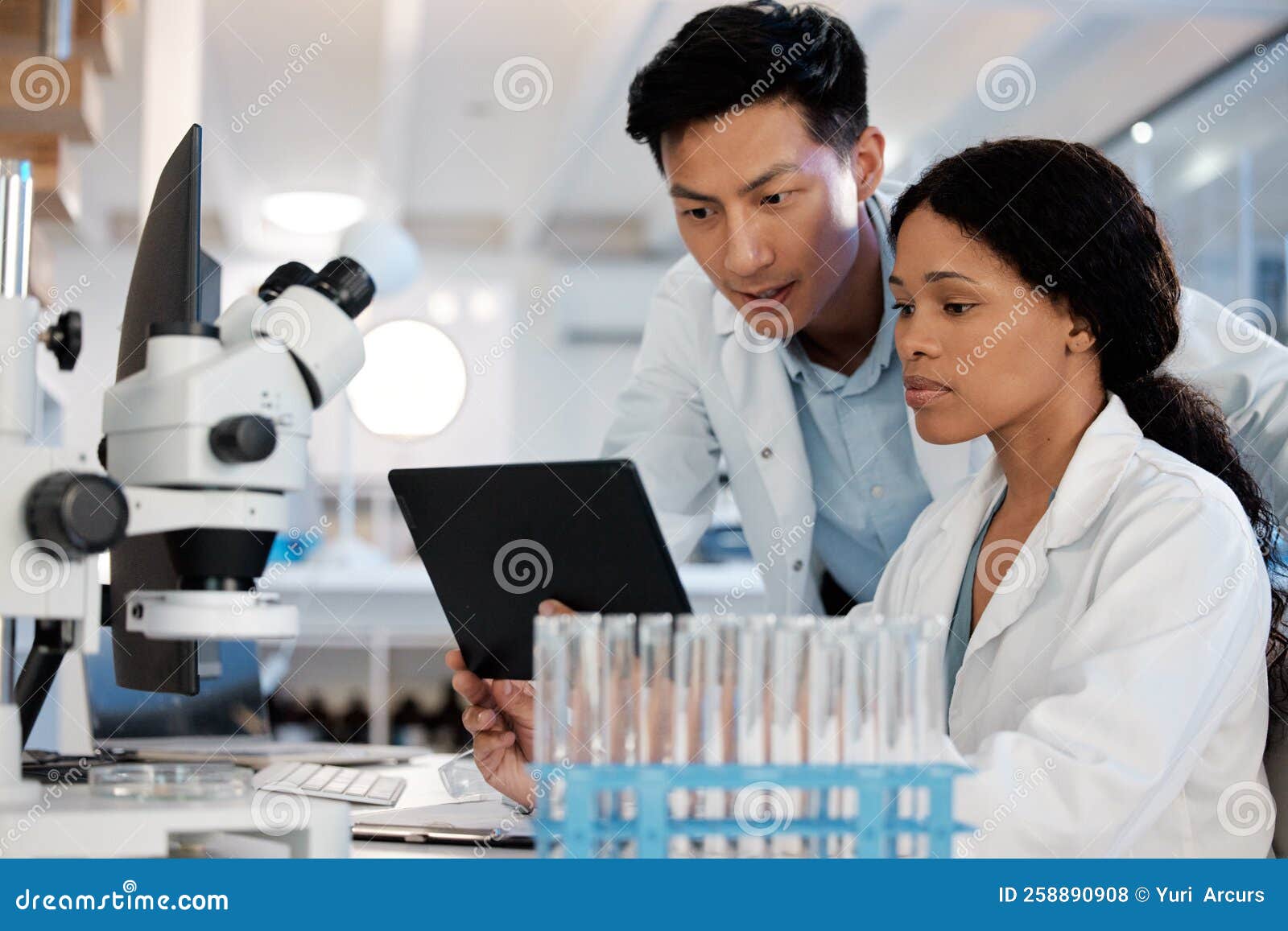 Two Minds are Better Than One. Two Lab Techs Working Together while ...