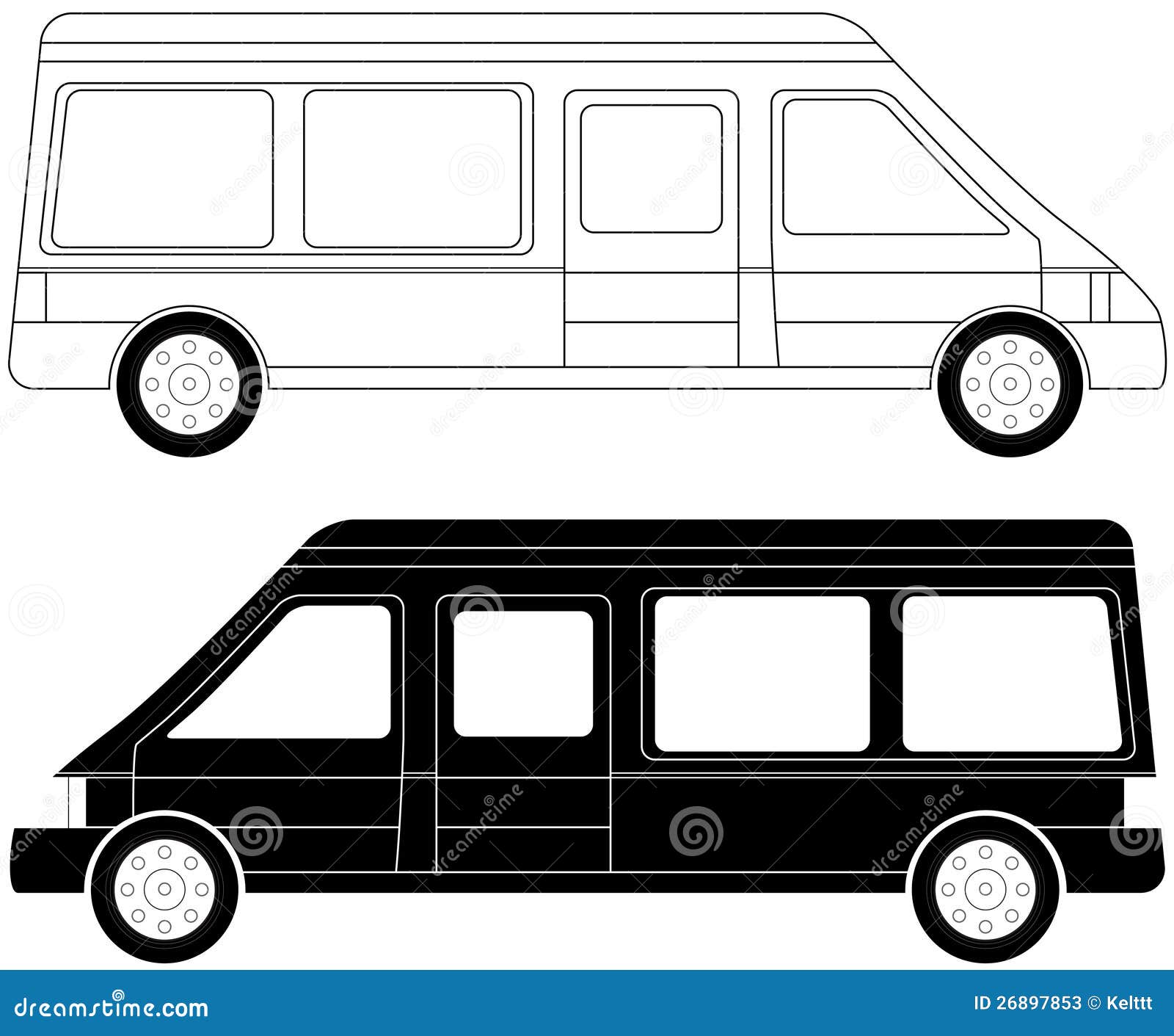 Two Mini Bus Silhouette Cartoon Vector | CartoonDealer.com #26897853