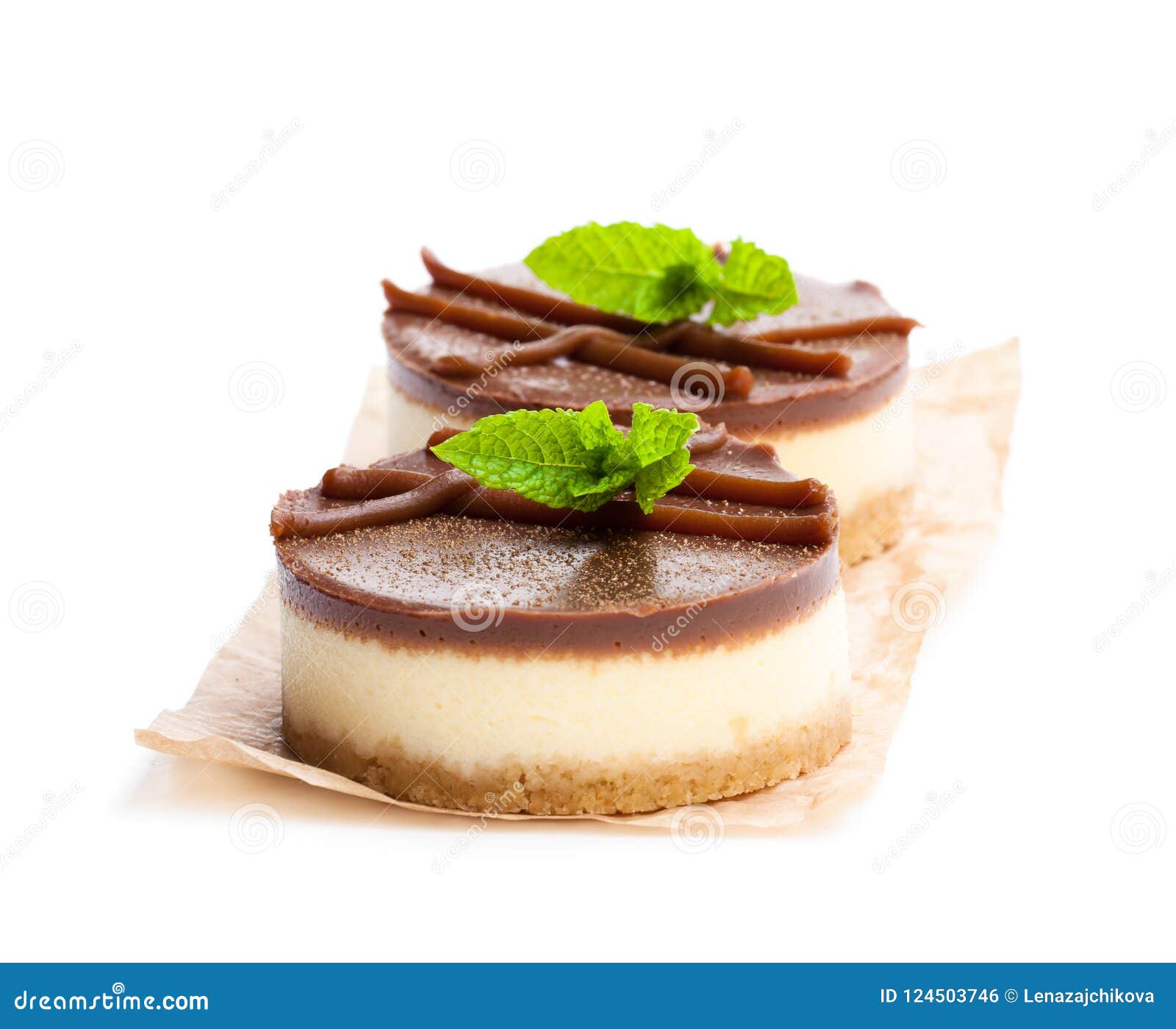 Two Mini Chocolate Cheesecake Isolated on White Stock Photo - Image of ...