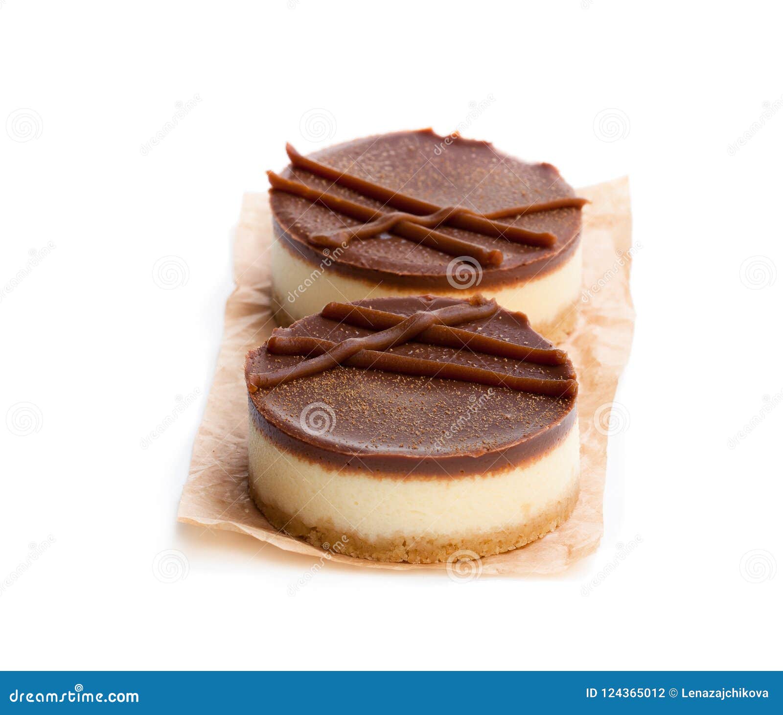 Two Mini Chocolate Cheesecake Isolated on White Stock Photo - Image of ...