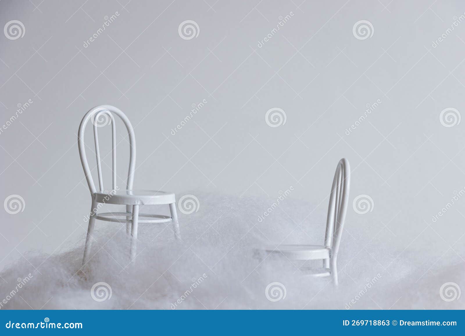 Two Miniature White Chairs with White Synthetic Clouds Stock Image ...