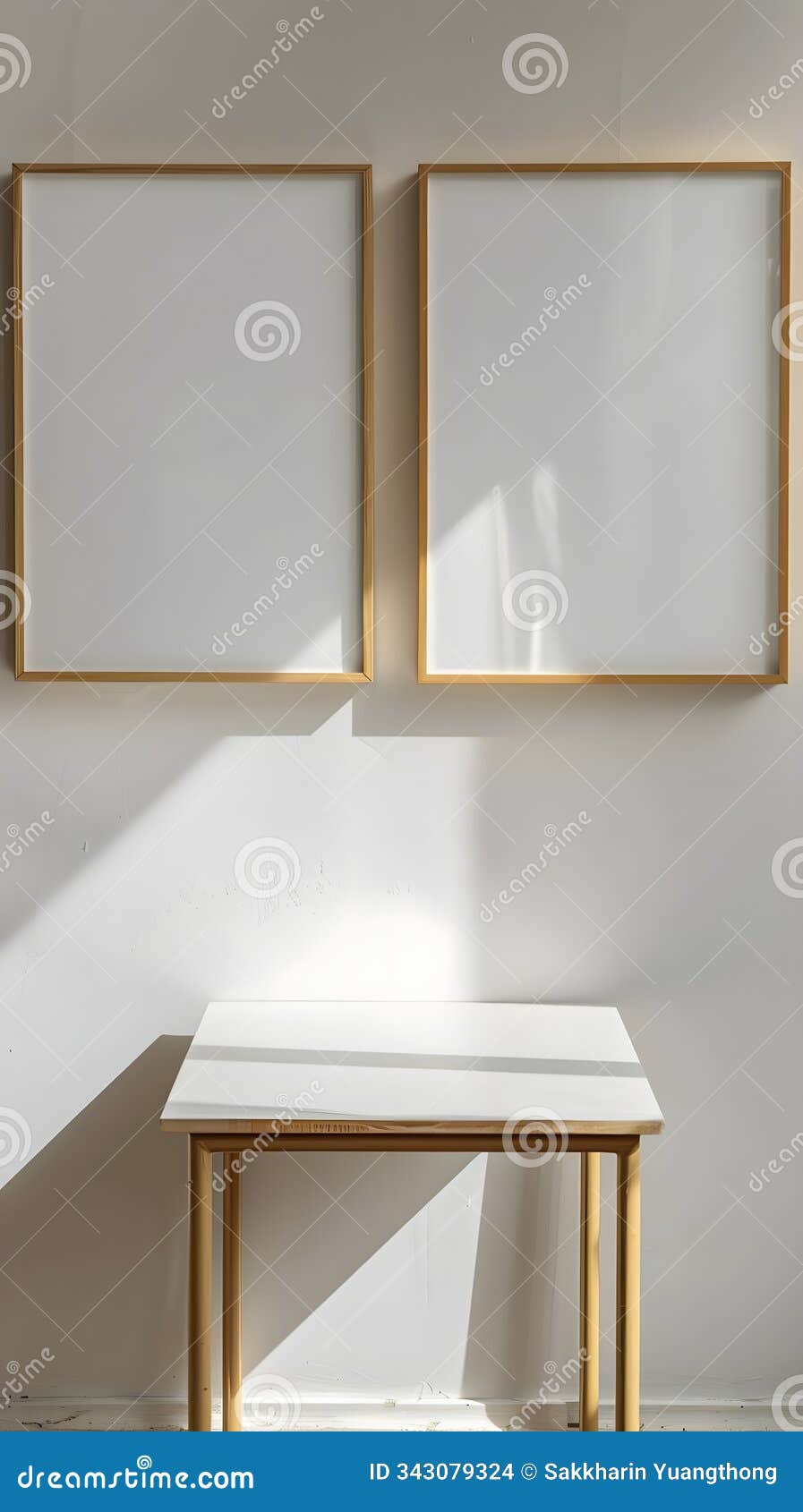 Minimalist Thin Gold Frames on White Wall Generative AI Stock ...