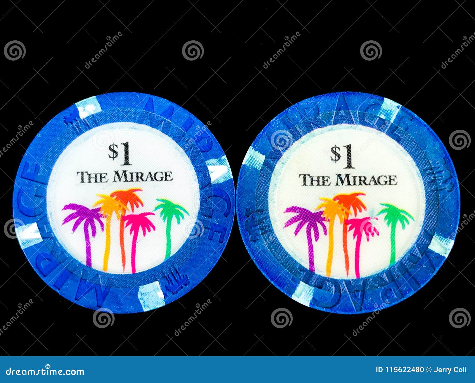 Two Mirage $1 Poker Chips on a Black Backdrop Editorial Image - Image ...