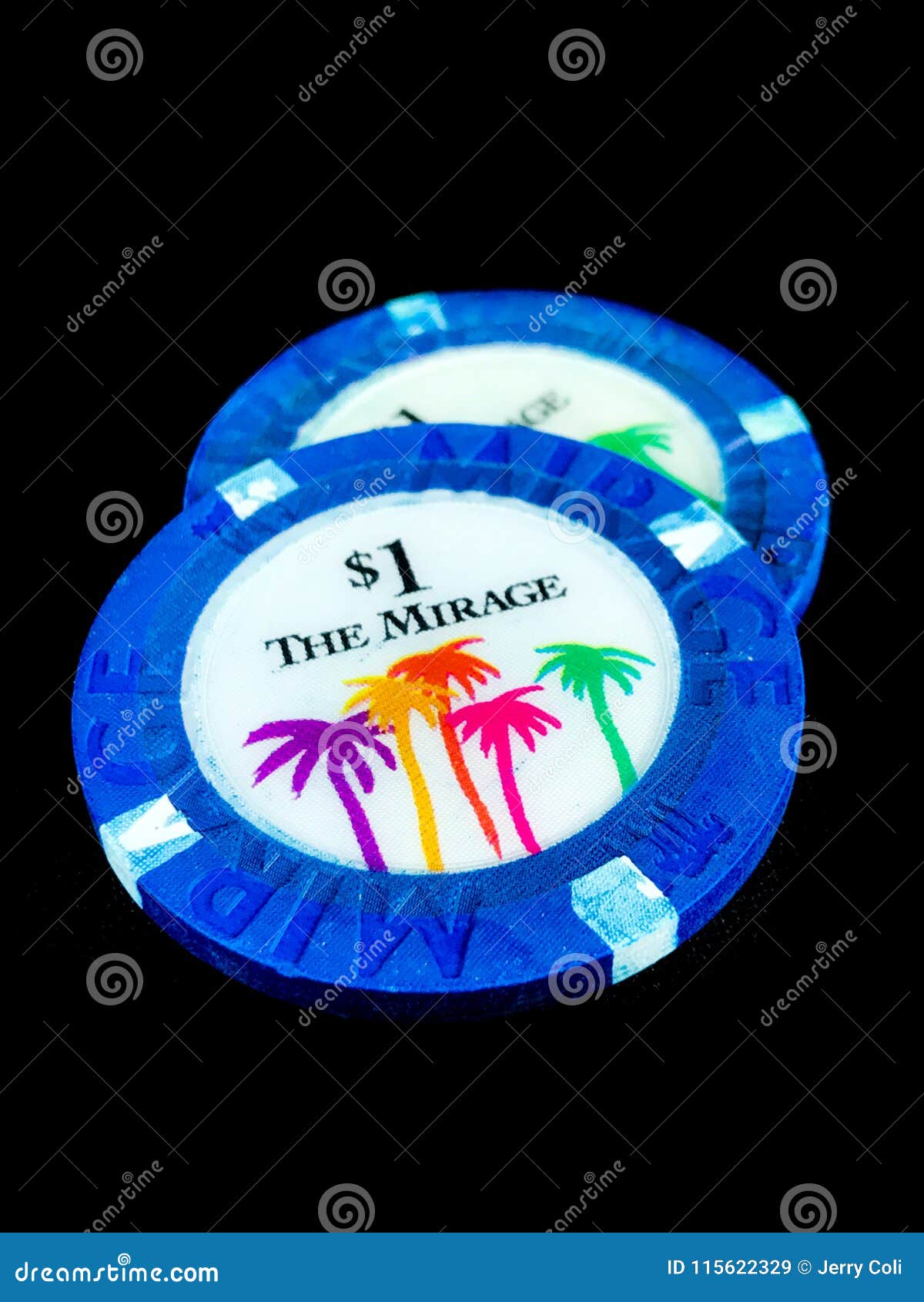 Two Mirage $1 Poker Chips on a Black Backdrop Editorial Stock Image ...