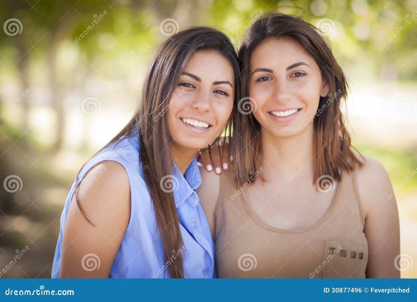 Two Mixed Race Twin Sisters Portrait Stock Photo - Image of friends ...