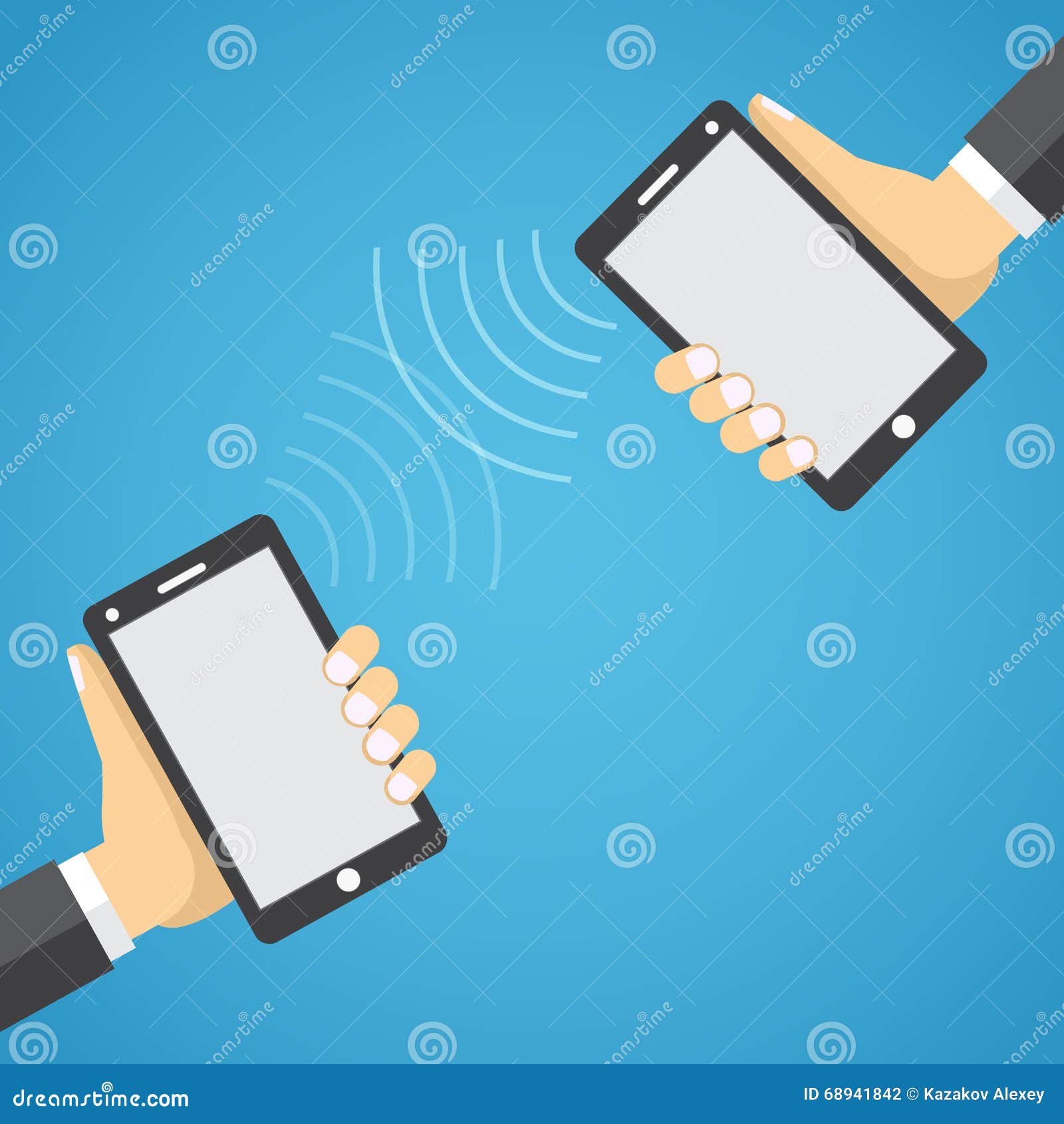 Two Mobile Devices Connected Together. Stock Vector - Illustration of ...