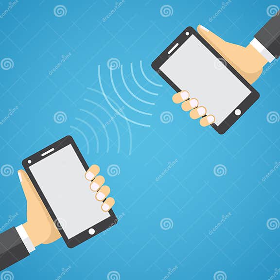 Two Mobile Devices Connected Together. Stock Vector - Illustration of ...