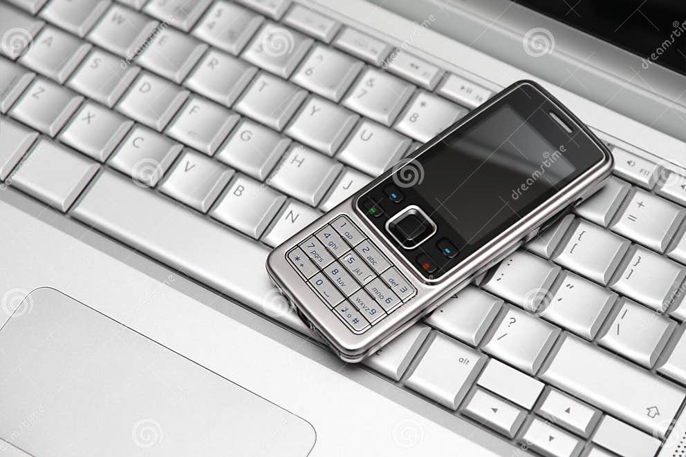 Two Mobile Devices. Wireless Connect. Stock Photo - Image of black ...