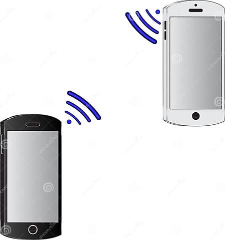 Two Mobile Phone Connected Wirelessly. Stock Vector - Illustration of ...