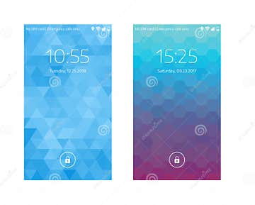 Two Mobile Wallpapers. Geometric Background. Mobile Interface. Vector ...