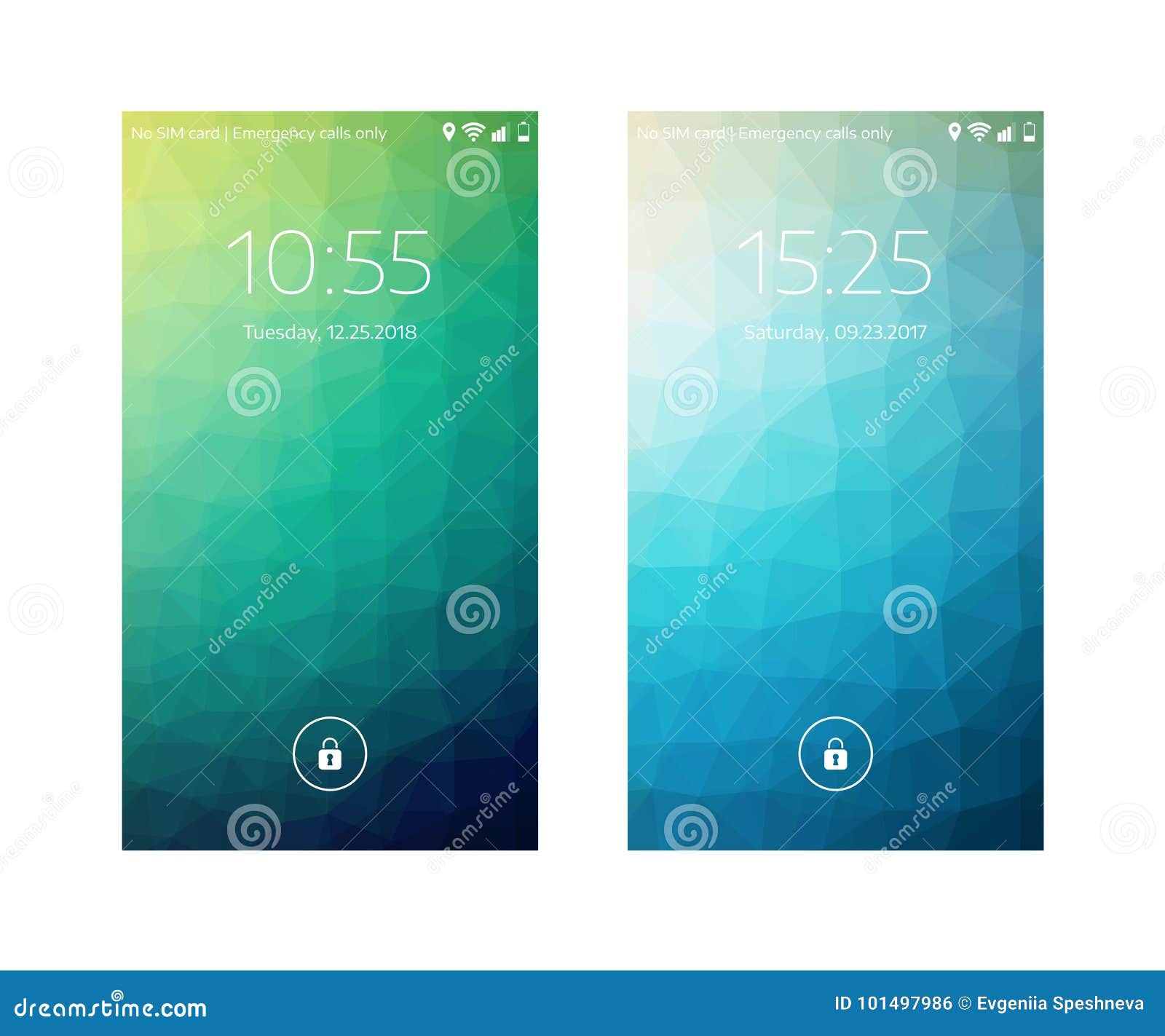 Two Mobile Wallpapers. Low Poly Texture. Mobile Interface. Vector ...