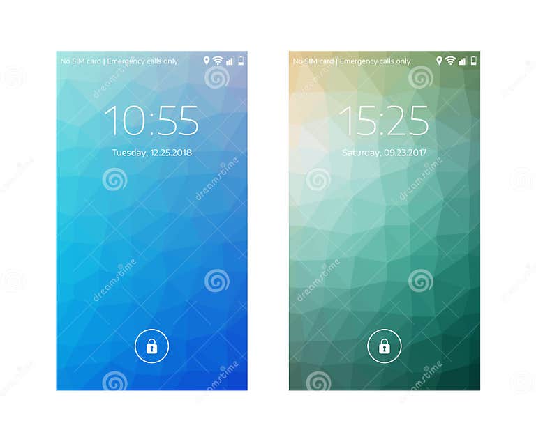 Two Mobile Wallpapers. Low Poly Texture. Mobile Interface. Vector ...