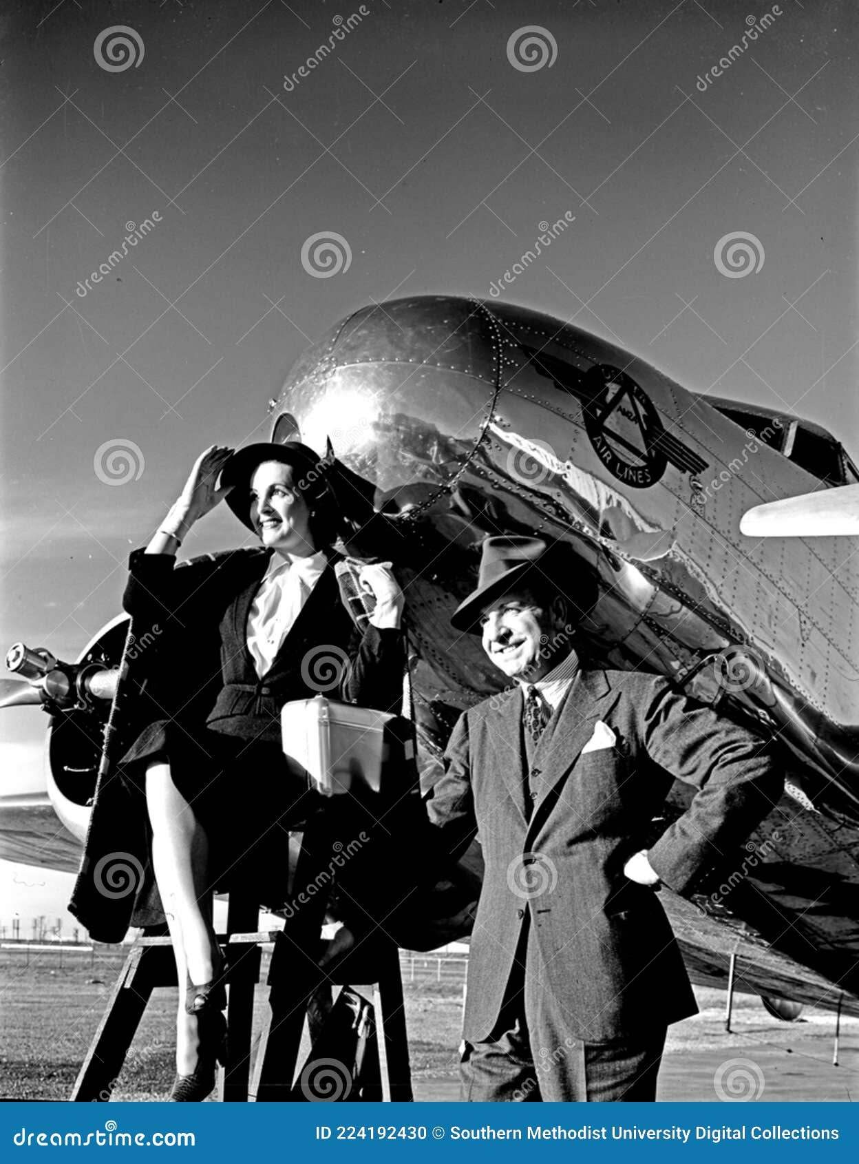 [Two Models In Front Of A Lockheed 10B Electra, Delta Air Lines ...
