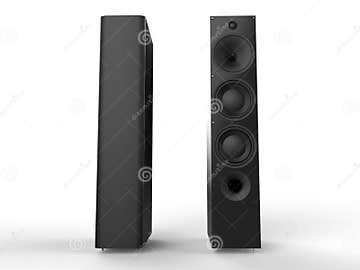 Two Modern Black Speakers - Front and Back View Stock Illustration ...