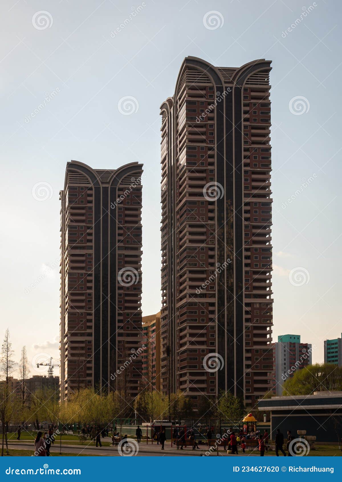 Modern Buildings on the Street in Pyongyang, North Korea Stock Photo ...