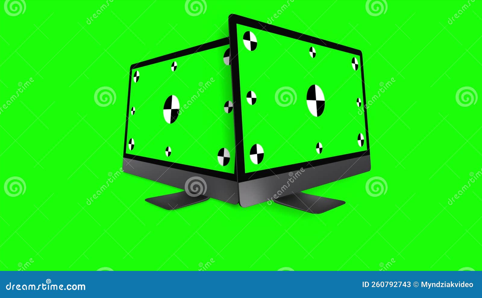Two Modern Computers with Green Screen, Isolated on Green Background ...