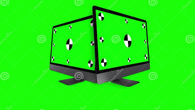 Two Modern Computers with Green Screen, Isolated on Green Background ...