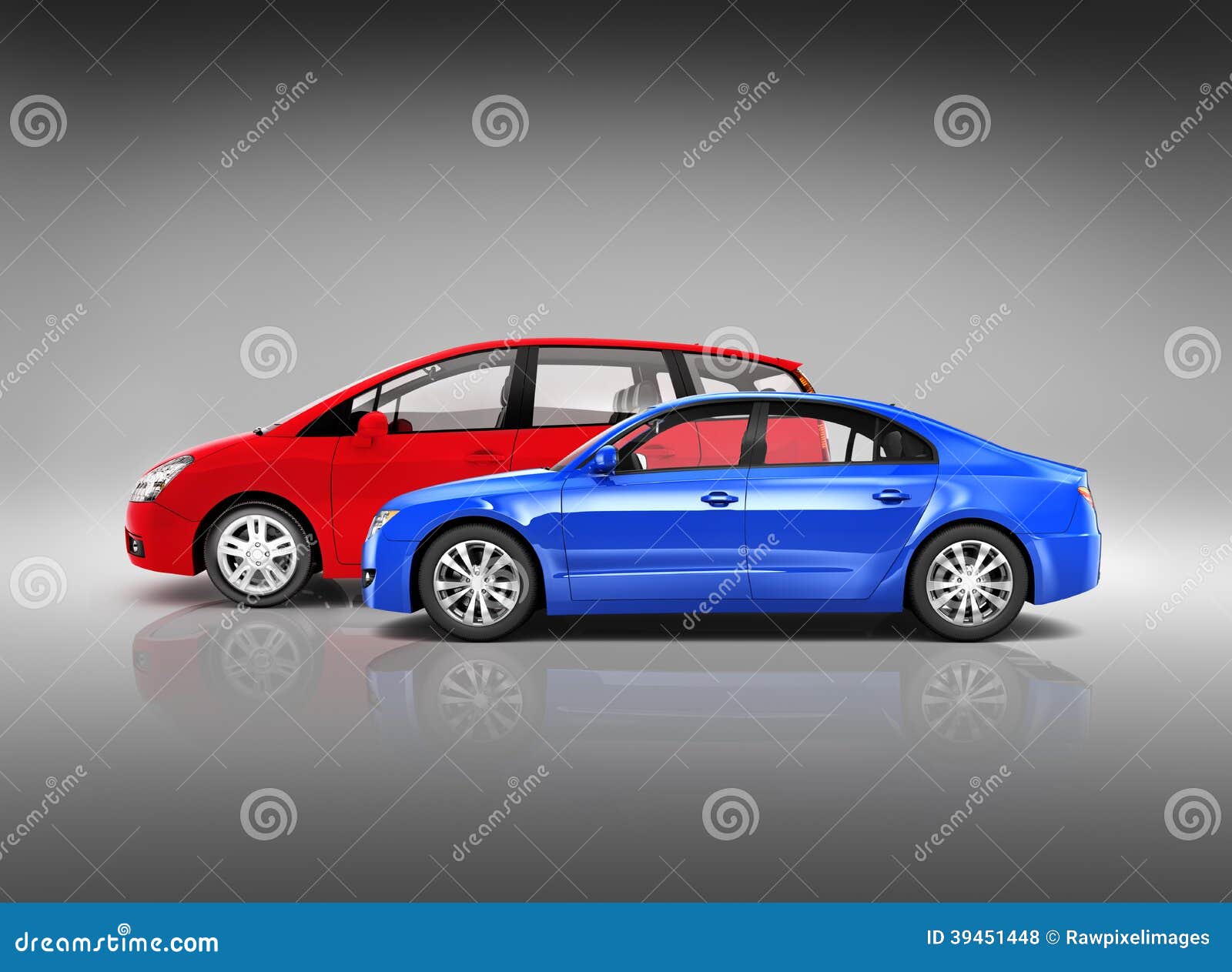 Two Modern 3D Cars with Different Style Stock Illustration ...