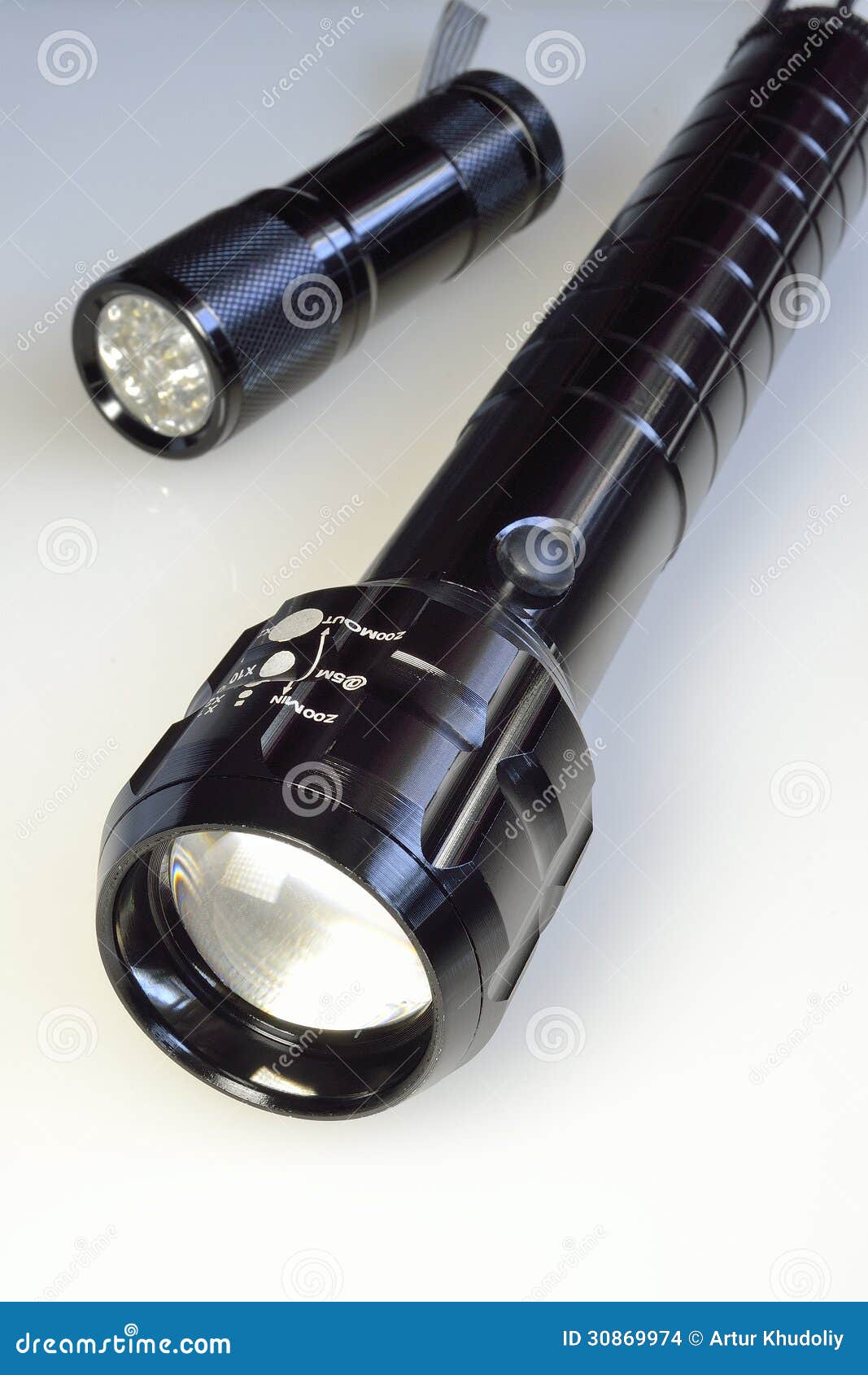 Two modern flashlight stock photo. Image of black, diode - 30869974