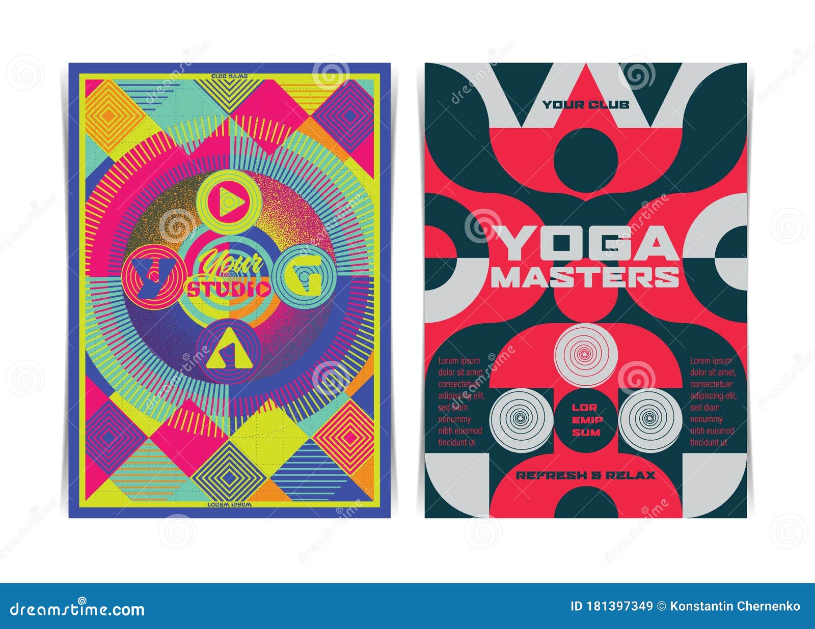 Two Modern Geometric Art Posters Template. Vector Illustration Stock ...
