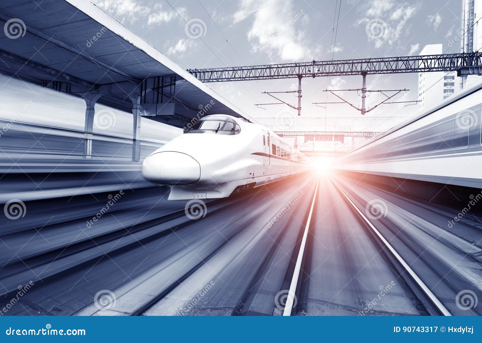 Two Modern High Speed Train Stock Image - Image of commuter, action ...