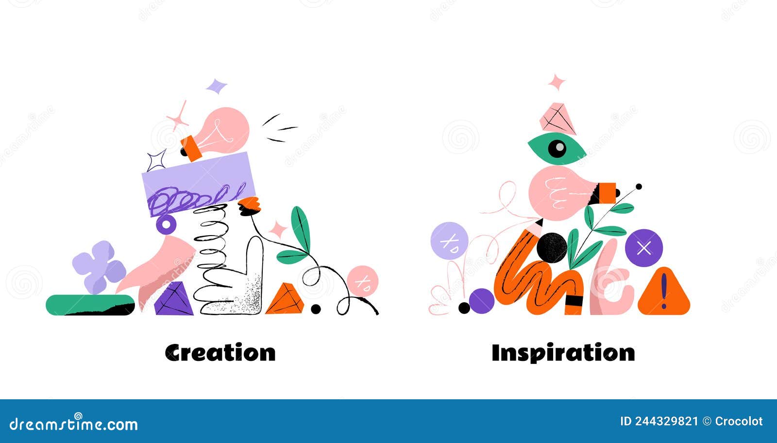 Two Modern Illustrations, with Stacked and Balancing Figures Stock ...