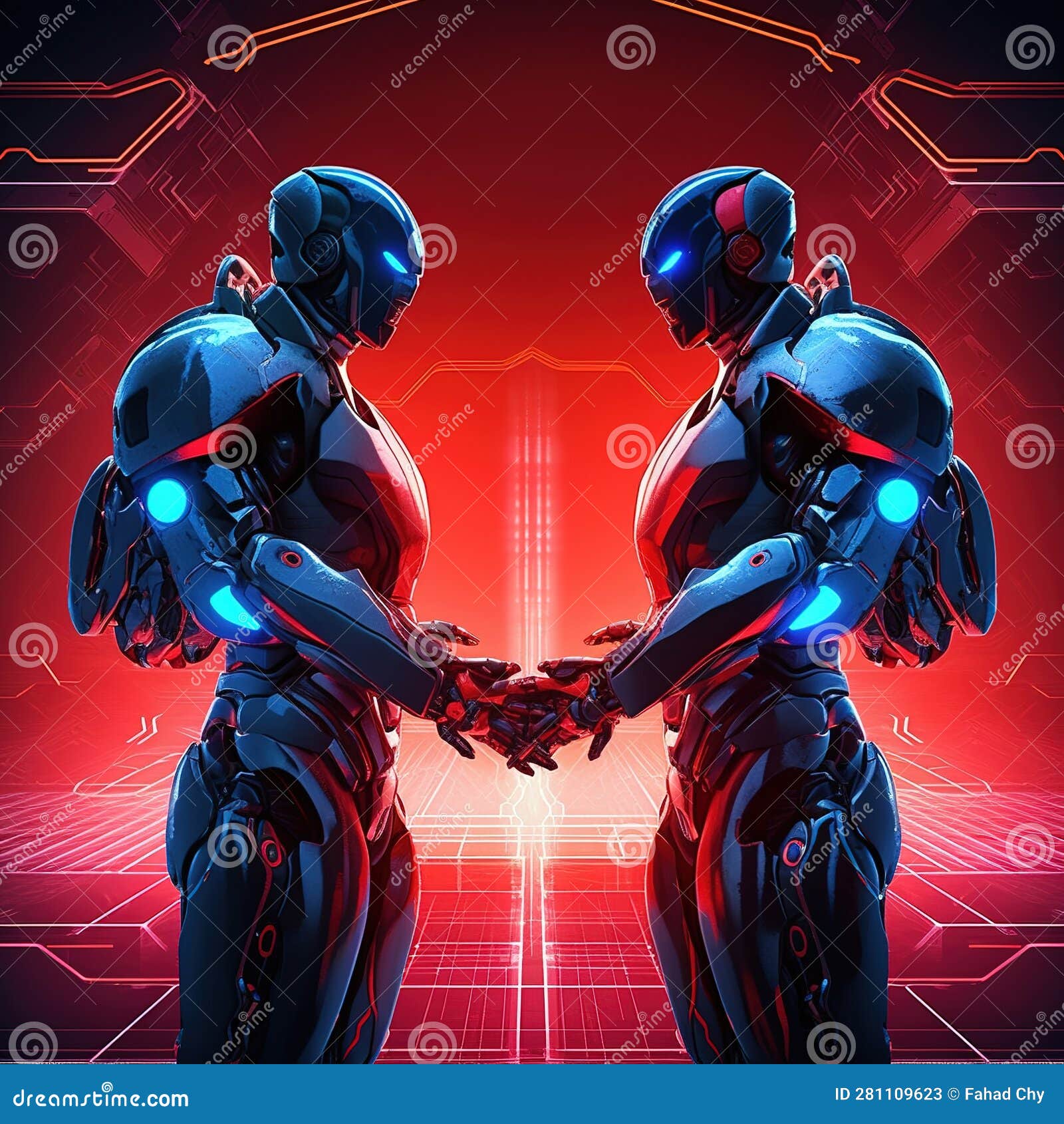 Two Modern Robots Stand before Fight Stock Illustration - Illustration ... Two Modern Robots Stand before Fight Stock Illustration - Illustration ...