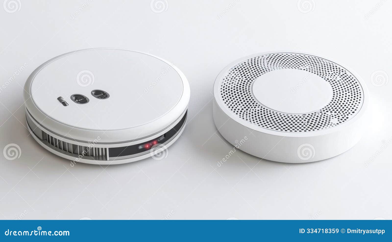 Two Modern Smoke Detectors on White Background for Home Safety Stock ...