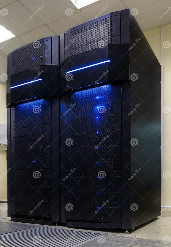 Two Modern Supercomputers In Computational Data Center Stock Image Image Of Network Internet 3229
