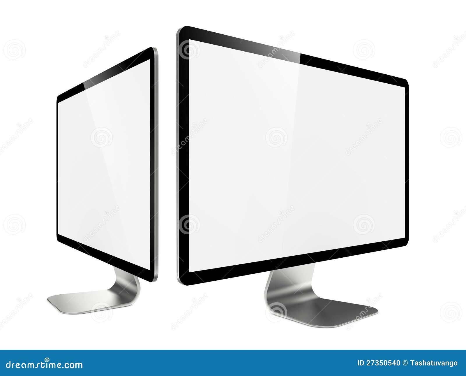 Two Modern Widescreen Lcd Monitor. Stock Illustration - Illustration of ...