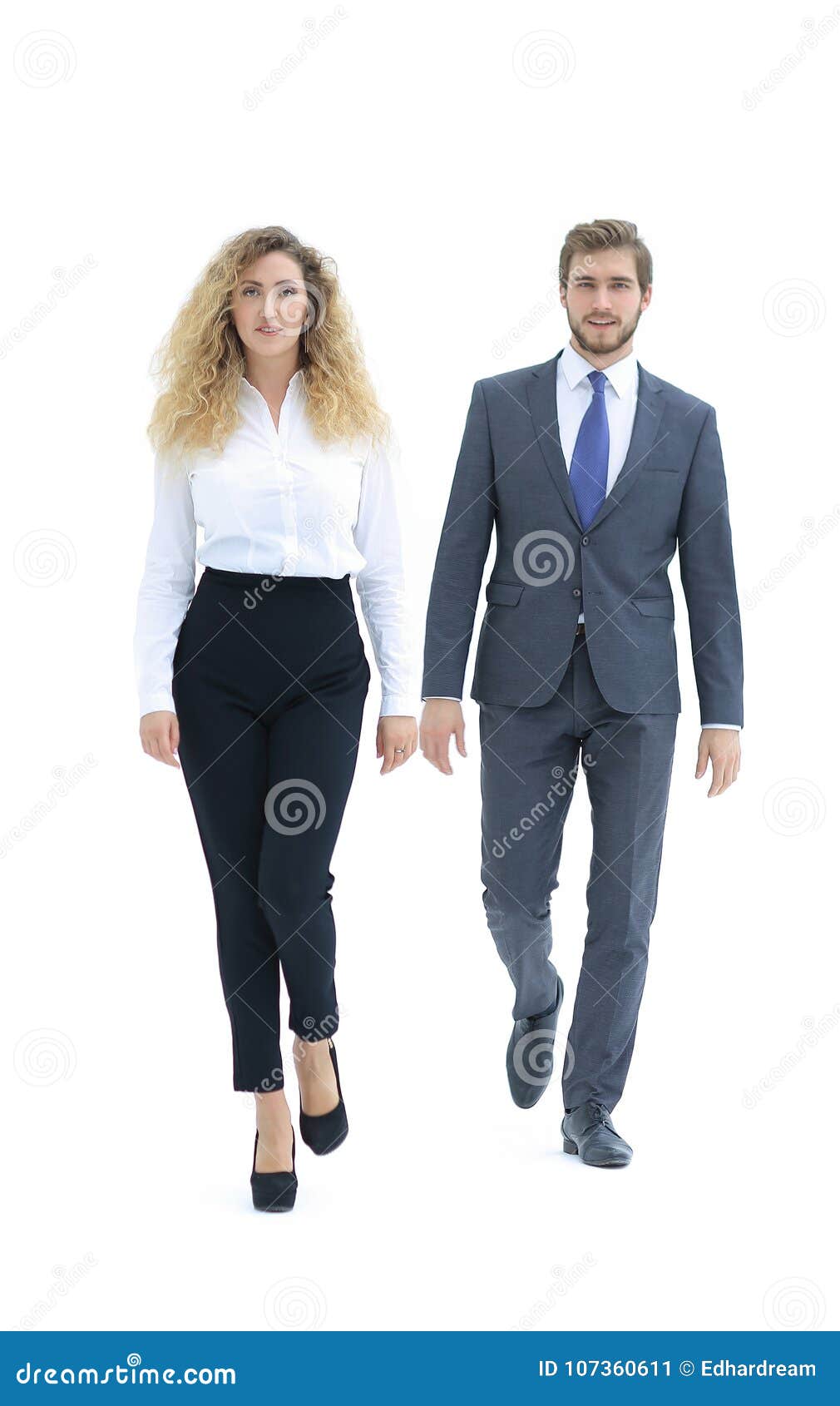 Two Modern Young People Going Forward . Stock Image - Image of ...