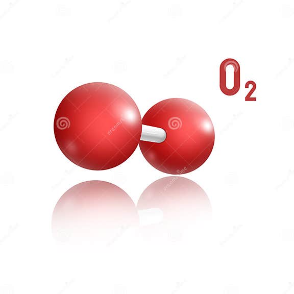 Two Molecules of Oxygen on White Background, Illustration Stock ...