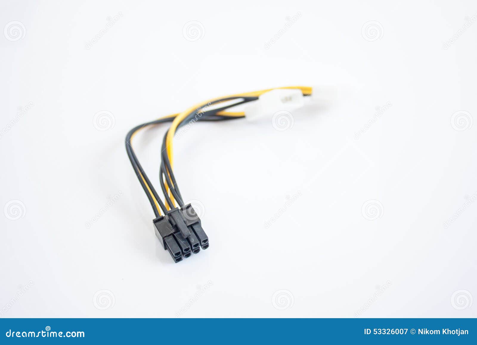 Two Molex Connectors To One 6-pin PCI Express Connector on White Stock ...