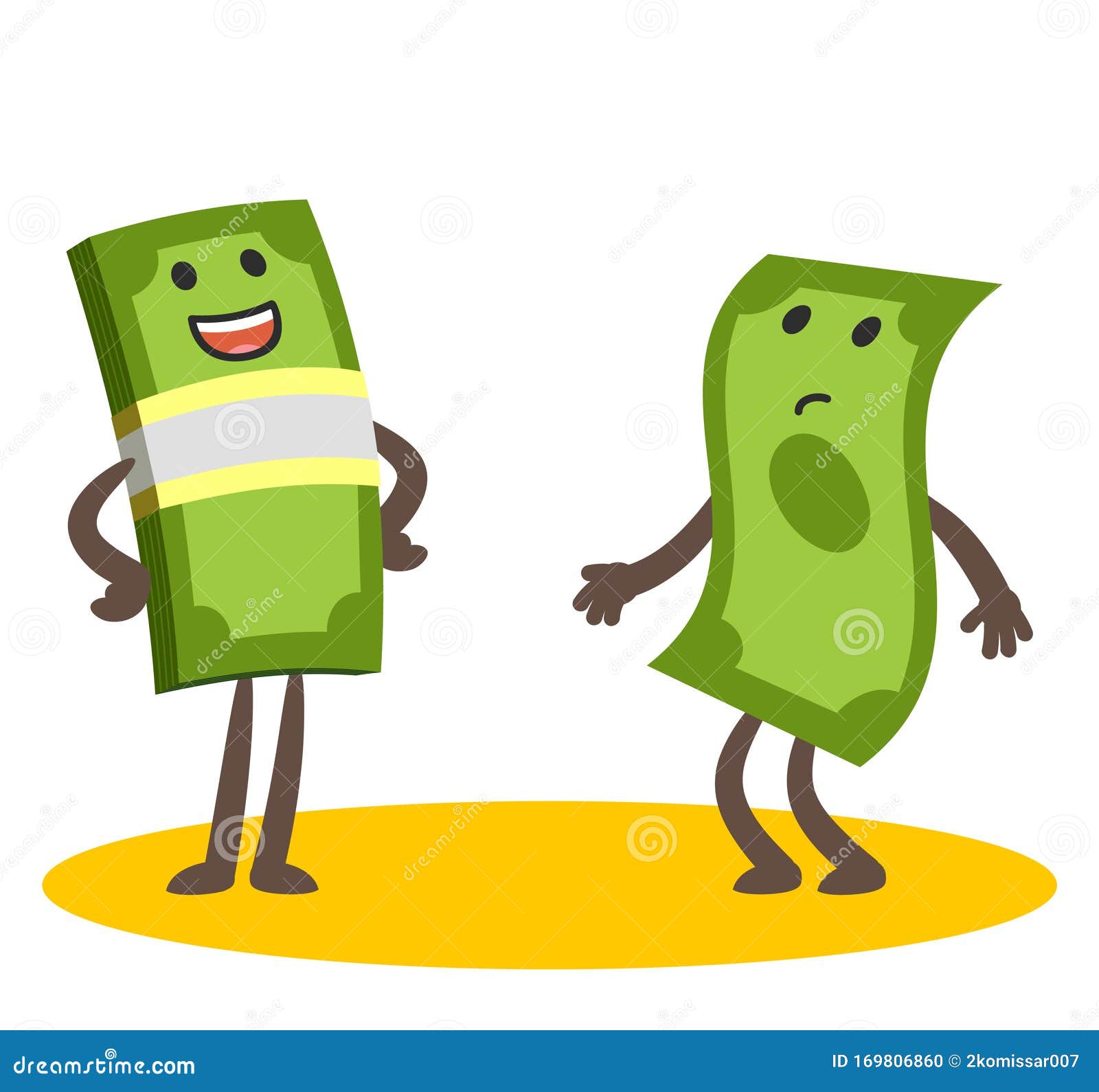 Two Money Characters. a Bundle of Banknotes and a Single Banknote Stock ...
