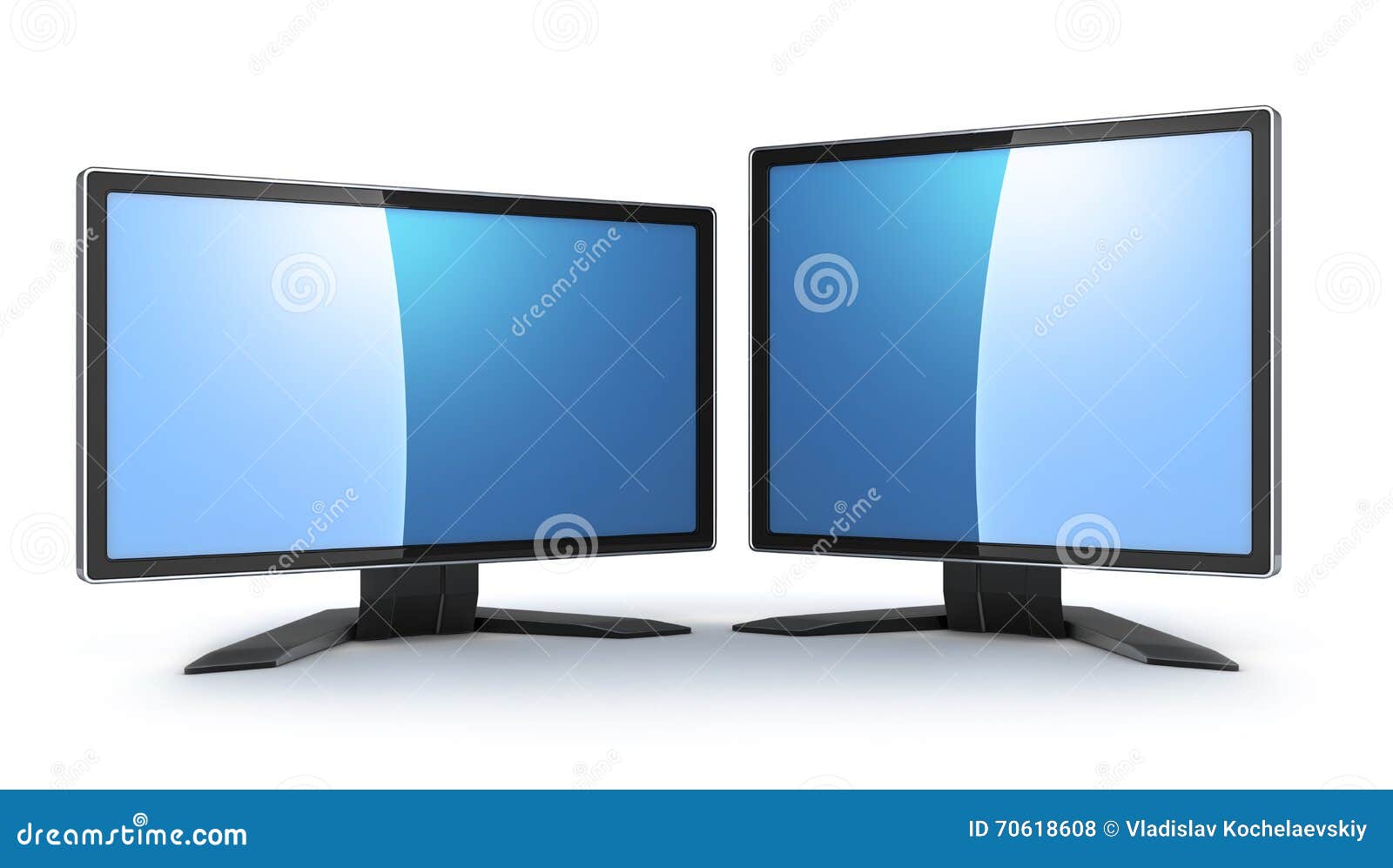 Two Monitor on White Background Stock Illustration - Illustration of ...