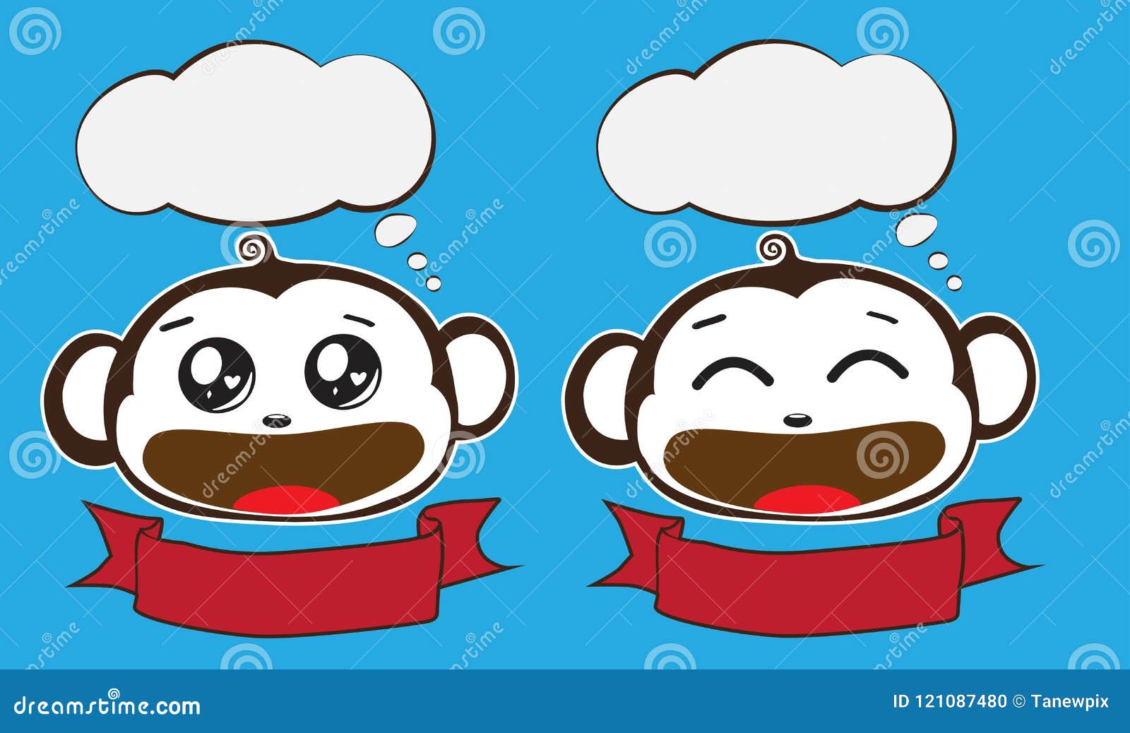 Two Monkey Funny Talking with Bubble Blank Stock Vector - Illustration ...